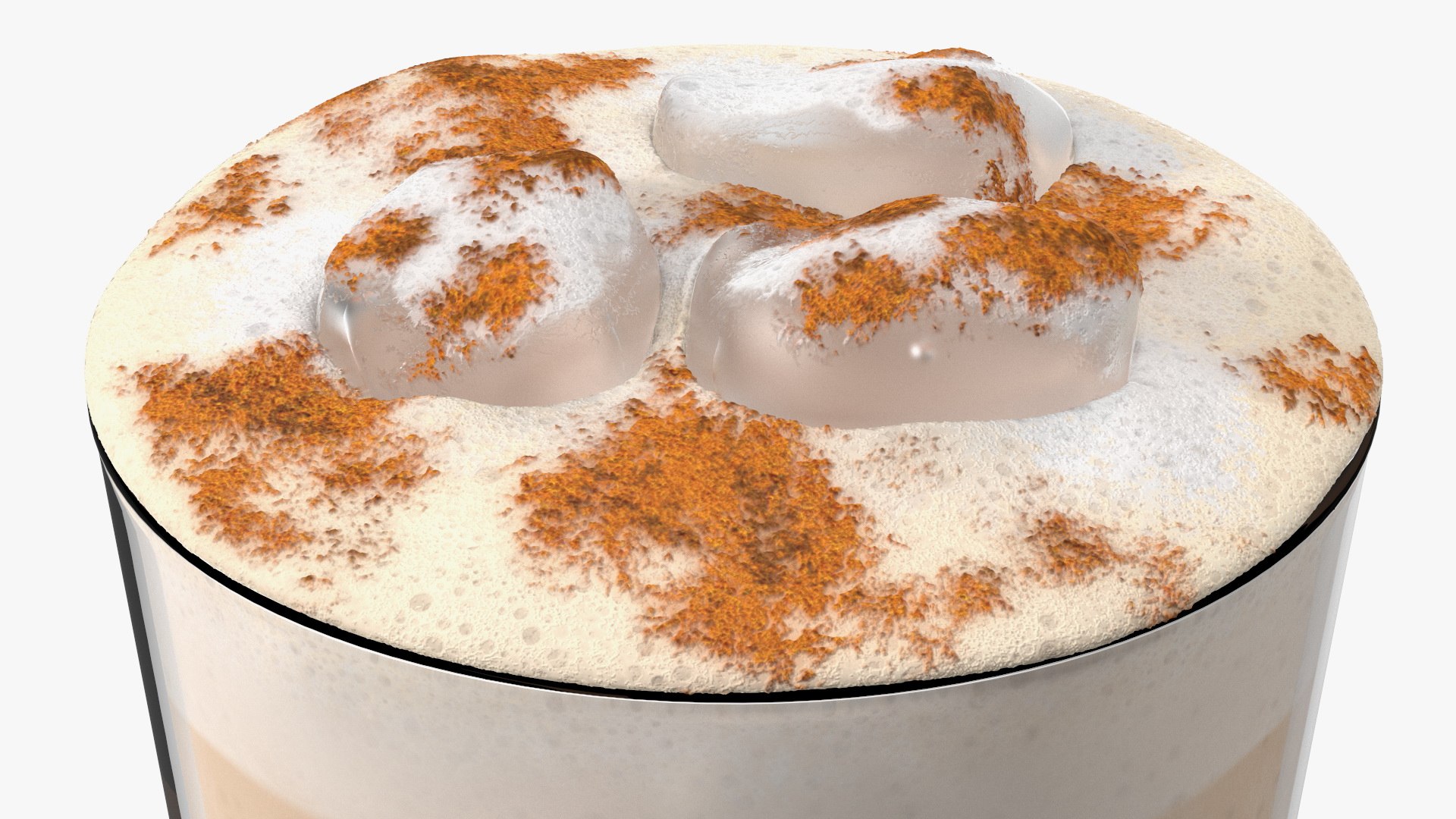 Iced Cappuccino With Cinnamon In Tall Glass 3D Model - TurboSquid 2105088
