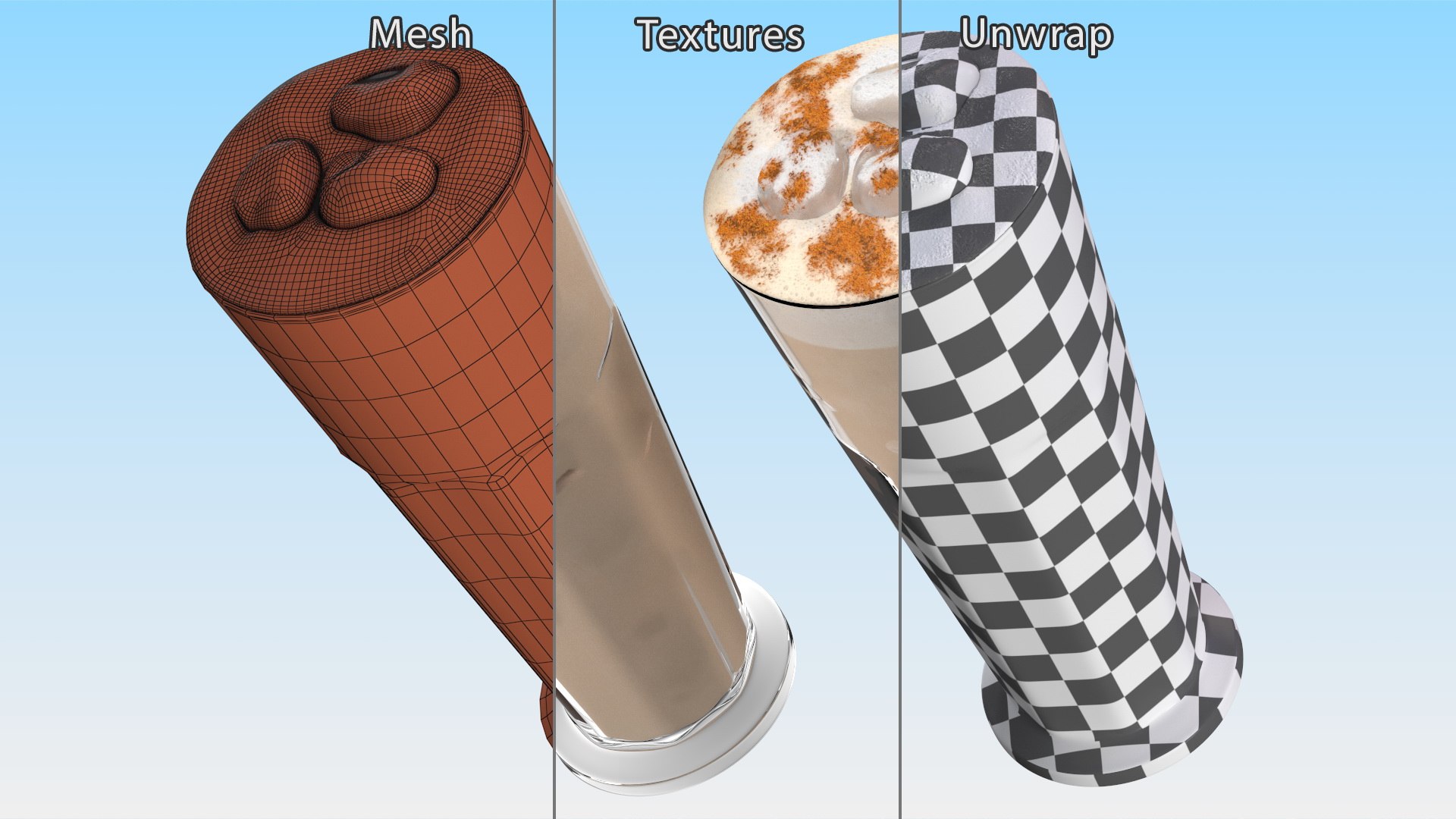 Iced Cappuccino With Cinnamon In Tall Glass 3D Model - TurboSquid 2105088