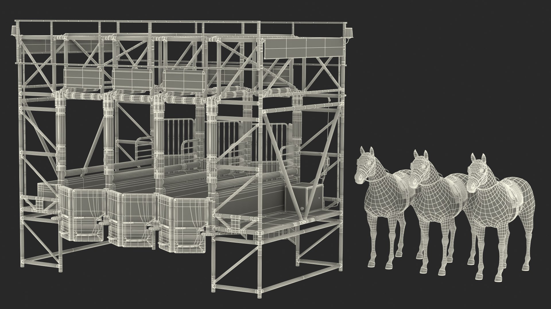 Starting Gates with 3 Racing Horses 3D model - TurboSquid 2029495