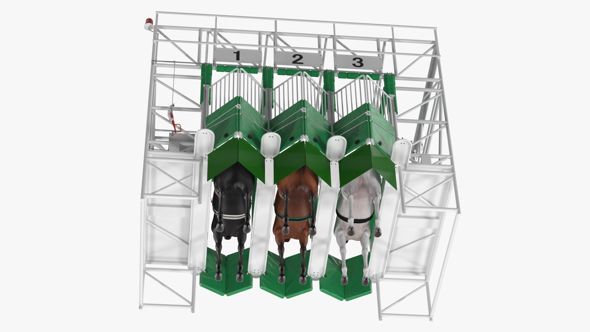 Starting Gates With 3 Racing Horses 3D Model - TurboSquid 2029495