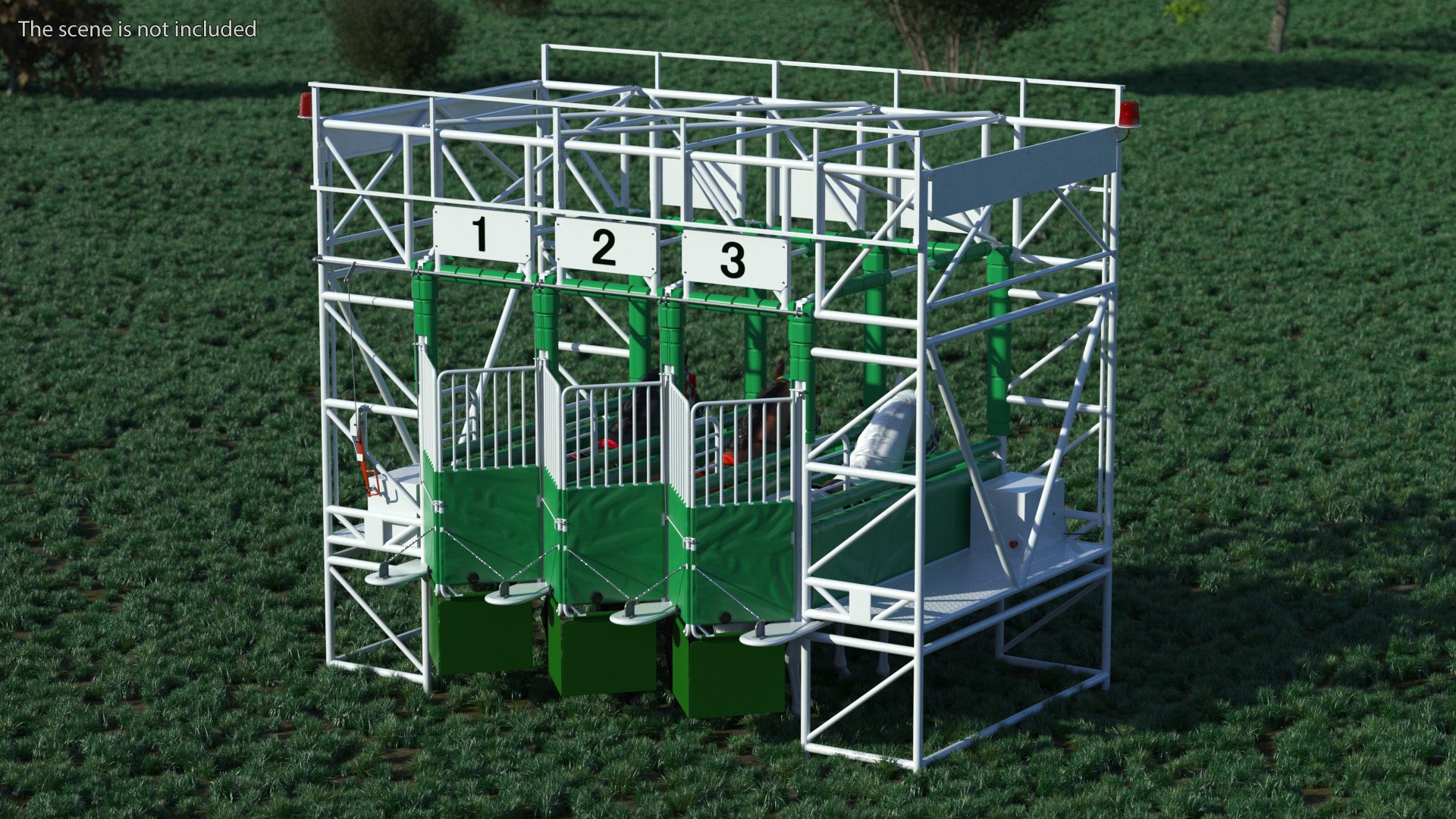 Starting Gates With 3 Racing Horses 3D Model - TurboSquid 2029495