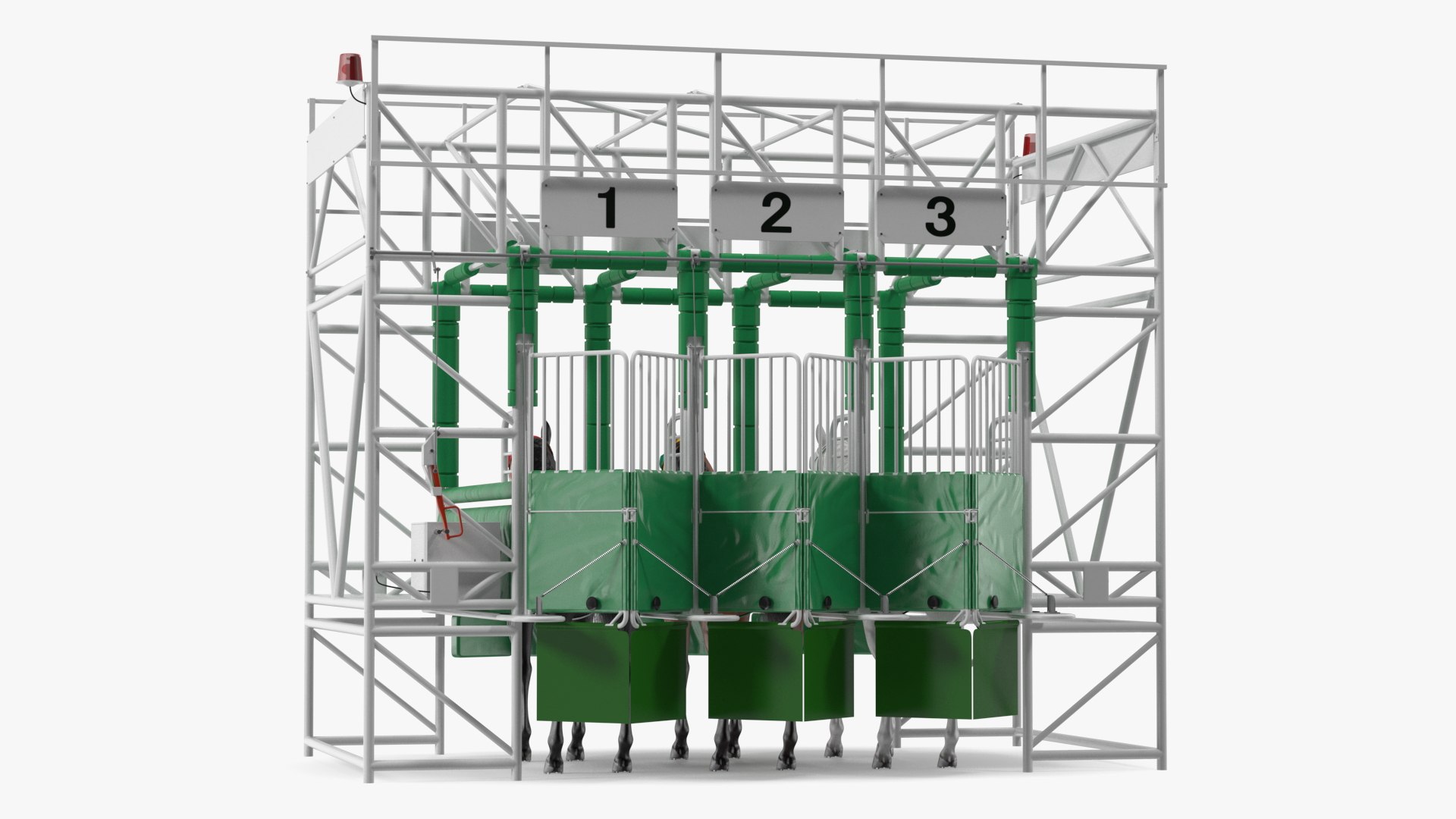 Starting Gates With 3 Racing Horses 3D Model - TurboSquid 2029495