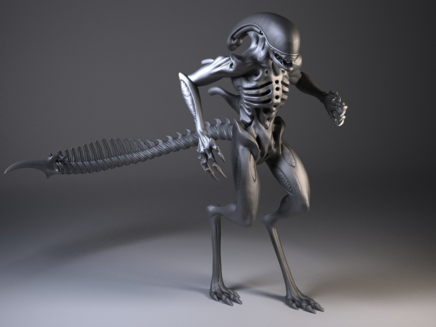 3d model rigged alien xenomorph