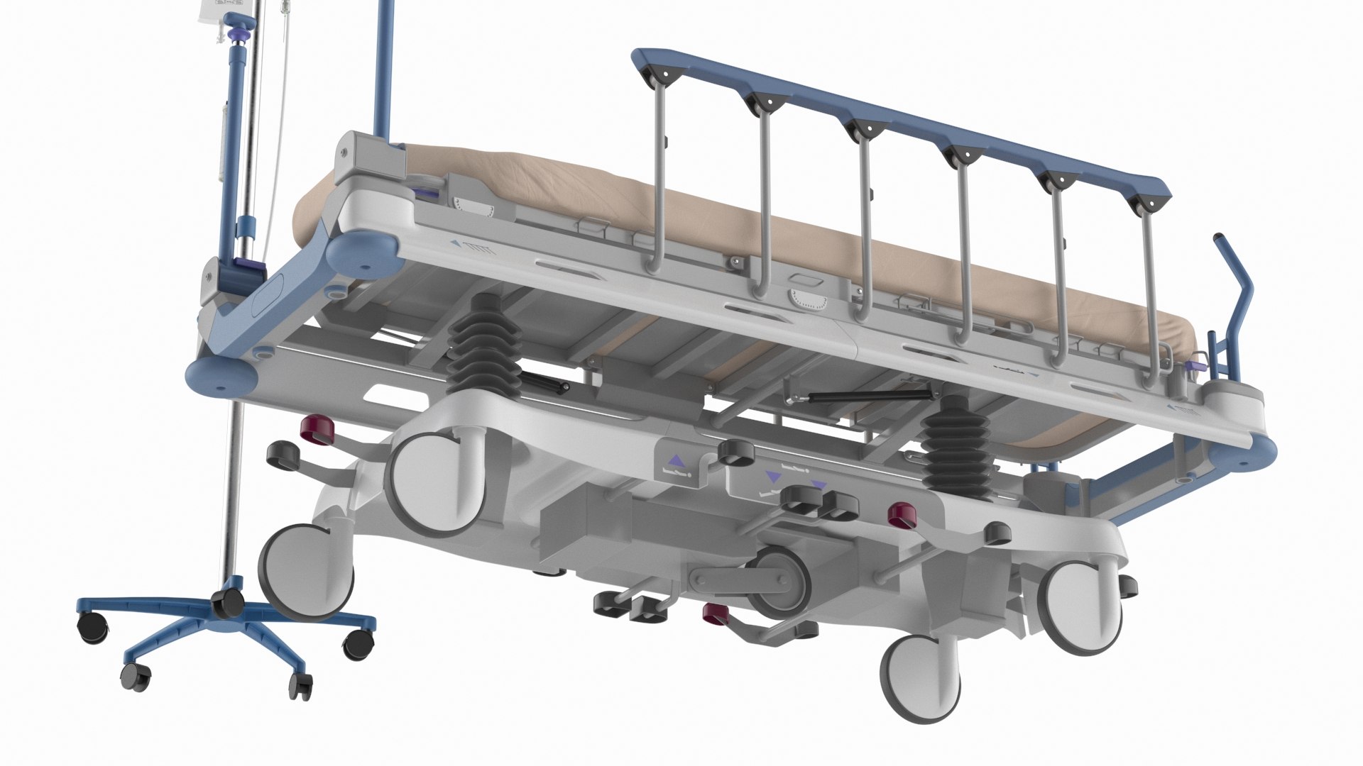 Emergency Stretcher Trolley With Infusion Stand Model - TurboSquid 2517076