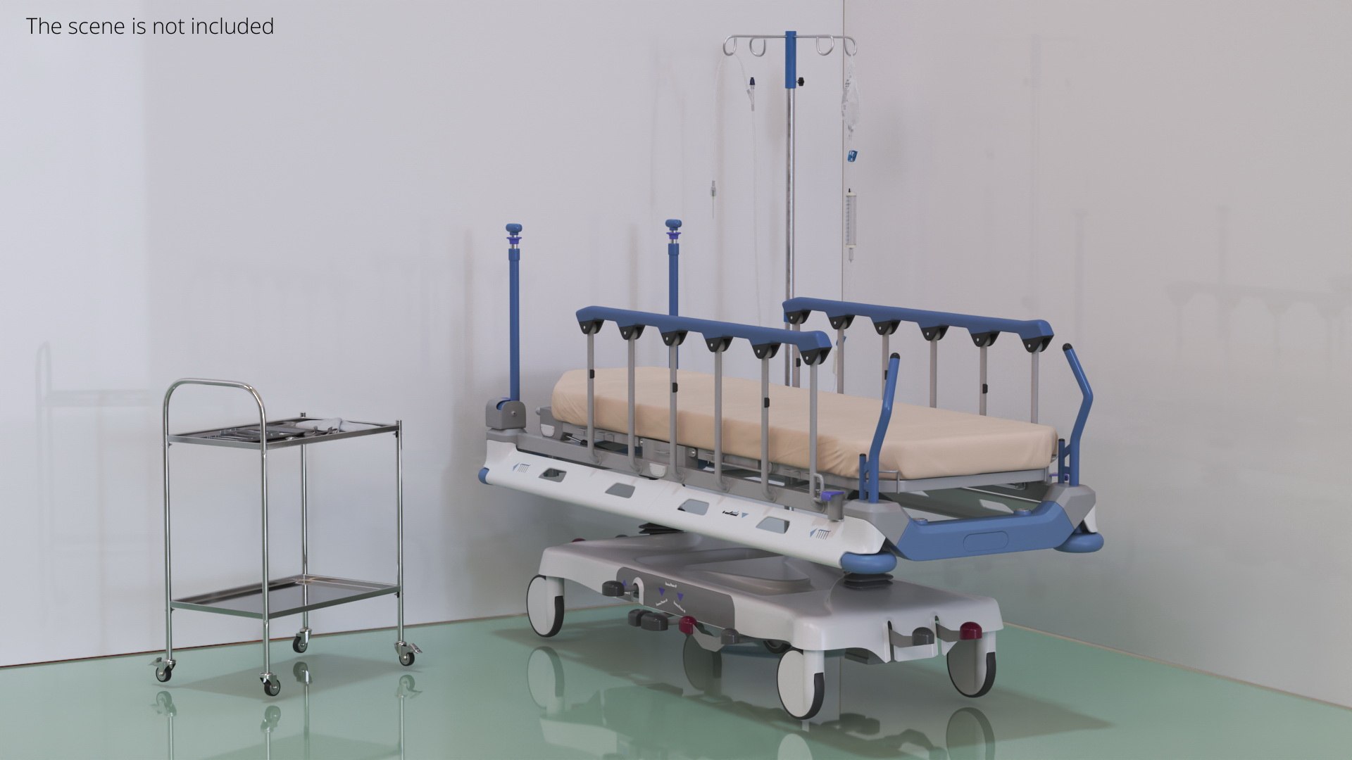 Emergency Stretcher Trolley With Infusion Stand Model - TurboSquid 2517076