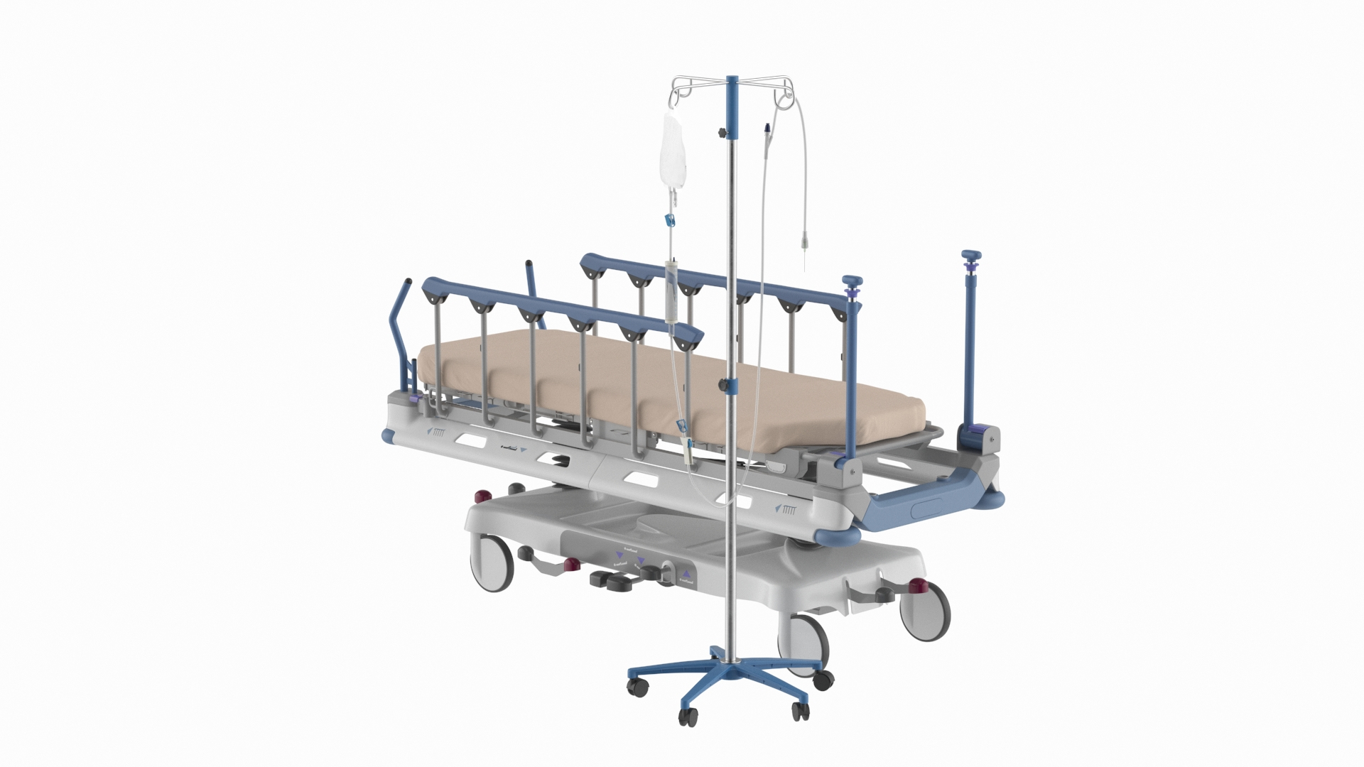 Emergency Stretcher Trolley With Infusion Stand Model - TurboSquid 2517076