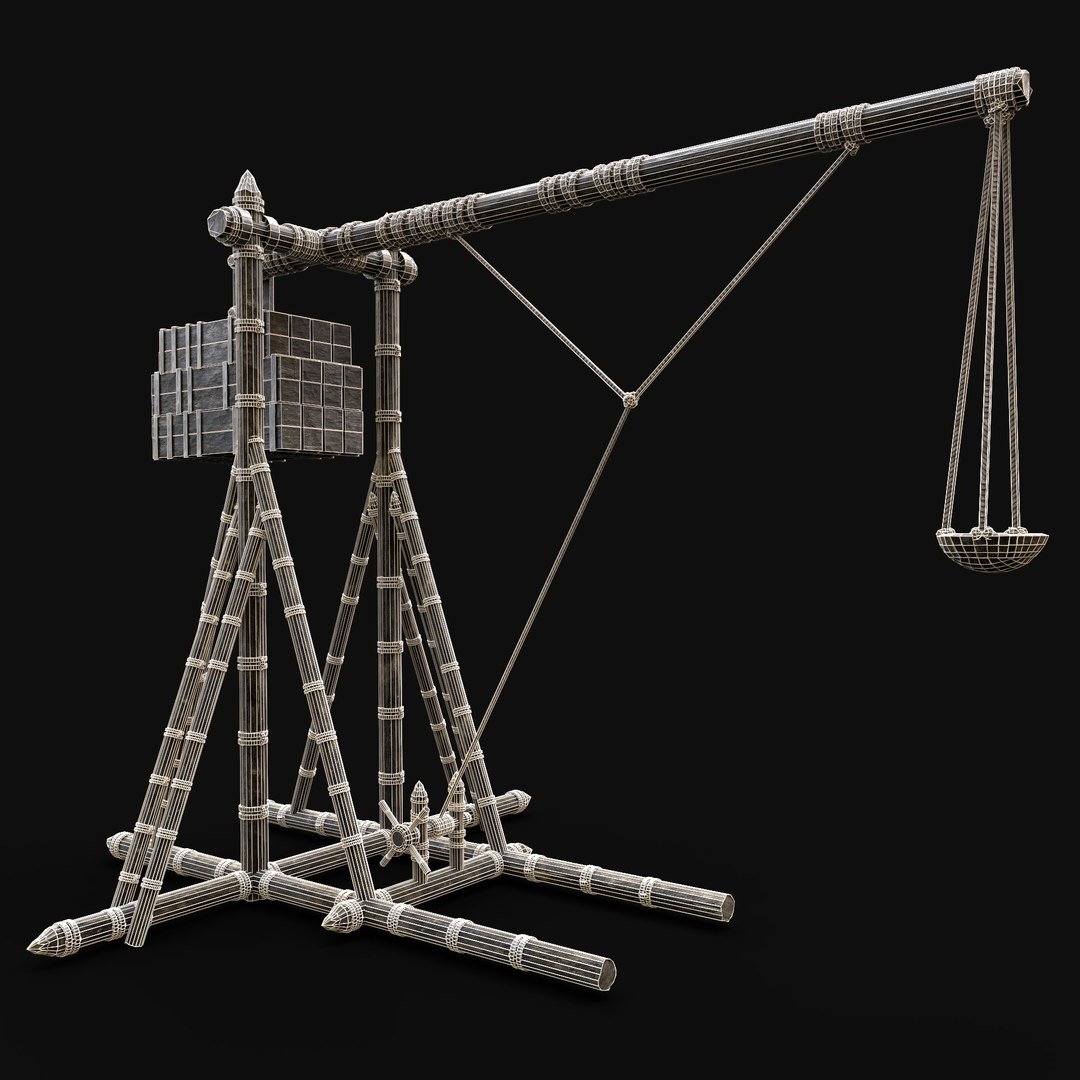 TREBUCHET WAR MACHINE MEDIEVAL CONSTRUCTION SIEGE ENGINE BATTLE 3D ...