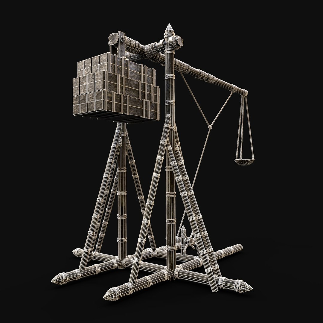 TREBUCHET WAR MACHINE MEDIEVAL CONSTRUCTION SIEGE ENGINE BATTLE 3D ...