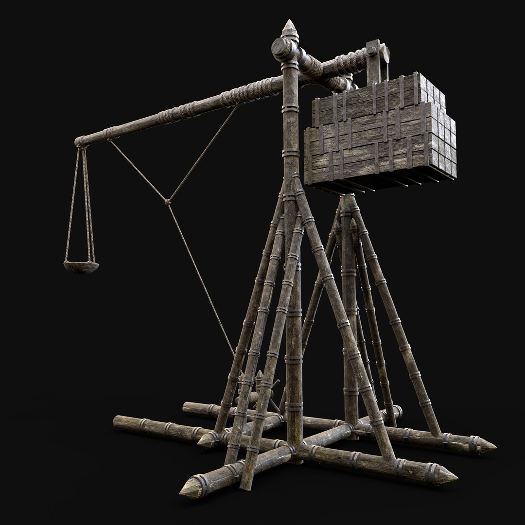 TREBUCHET WAR MACHINE MEDIEVAL CONSTRUCTION SIEGE ENGINE BATTLE 3D ...