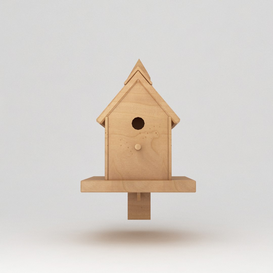 3d model birds wooden house shelter