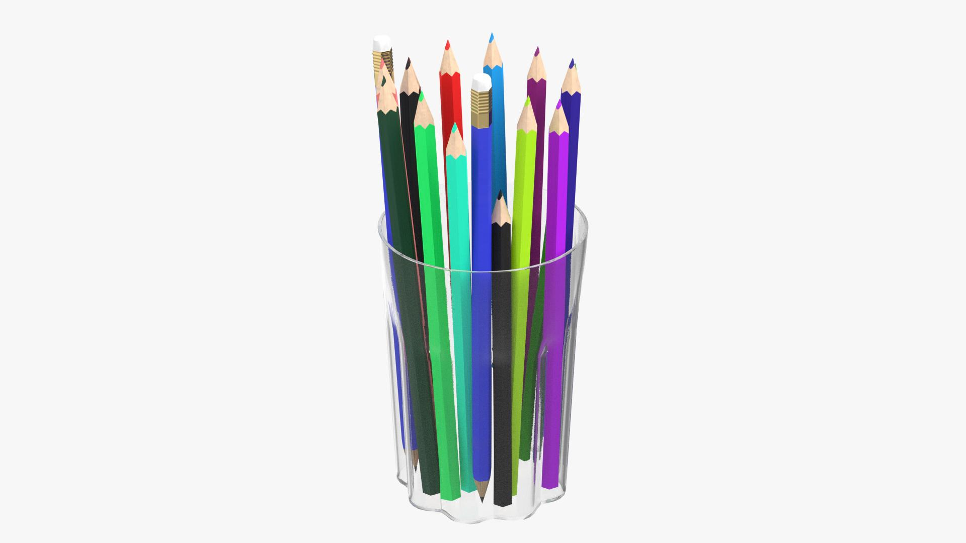 3D Coloured pencils in a glass model - TurboSquid 1909904
