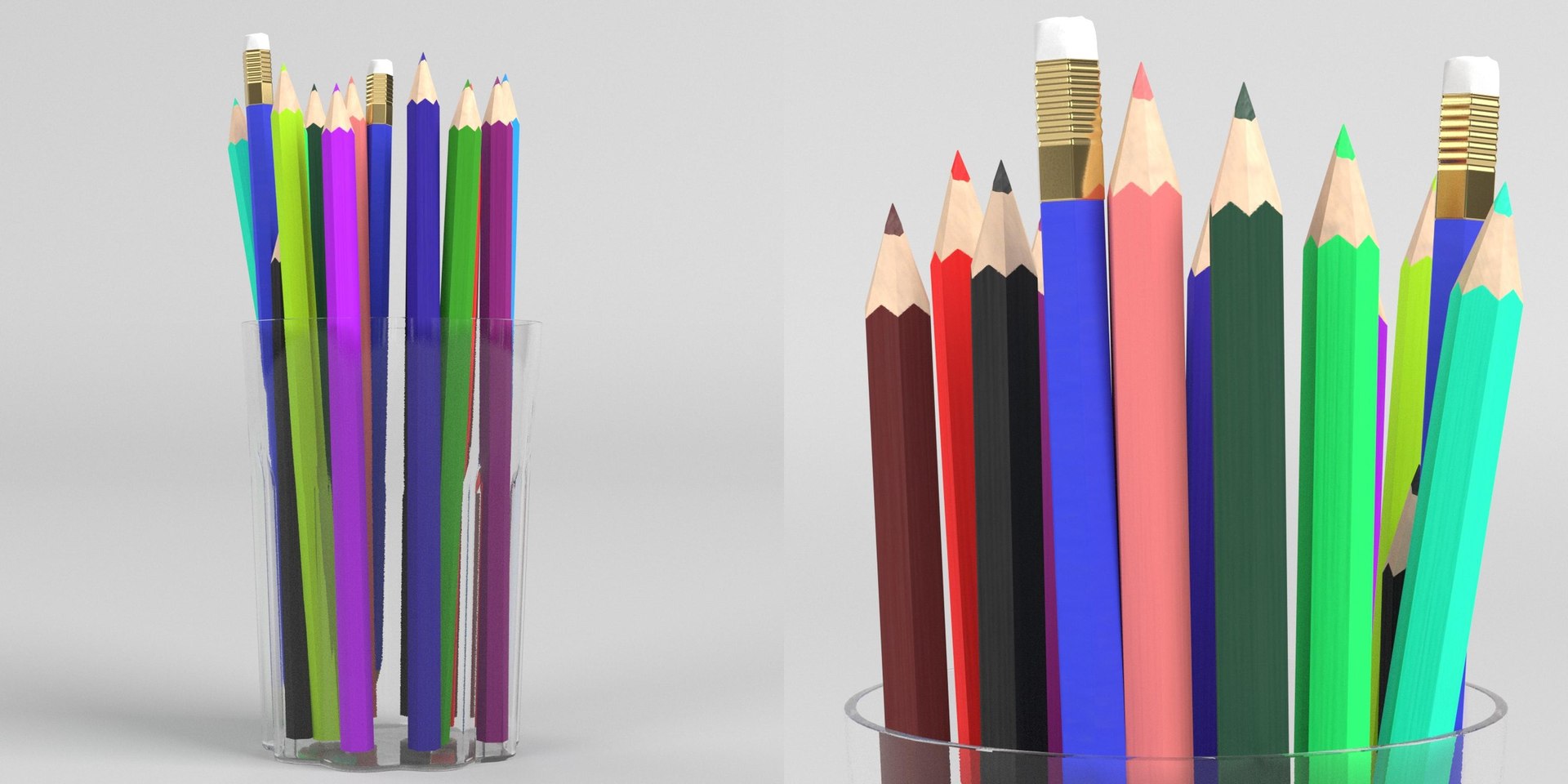 3D Coloured pencils in a glass model - TurboSquid 1909904