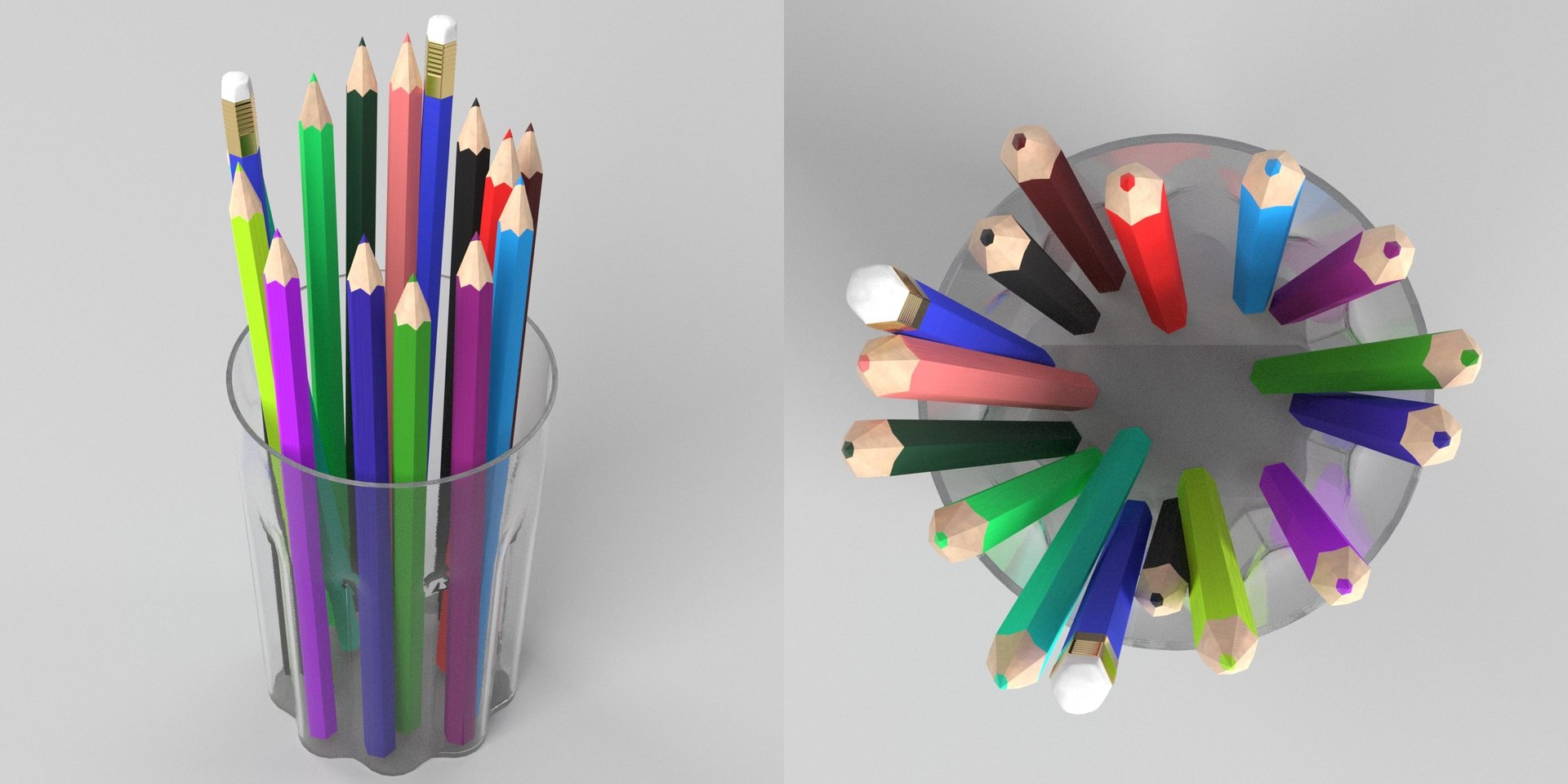 3D Coloured pencils in a glass model - TurboSquid 1909904