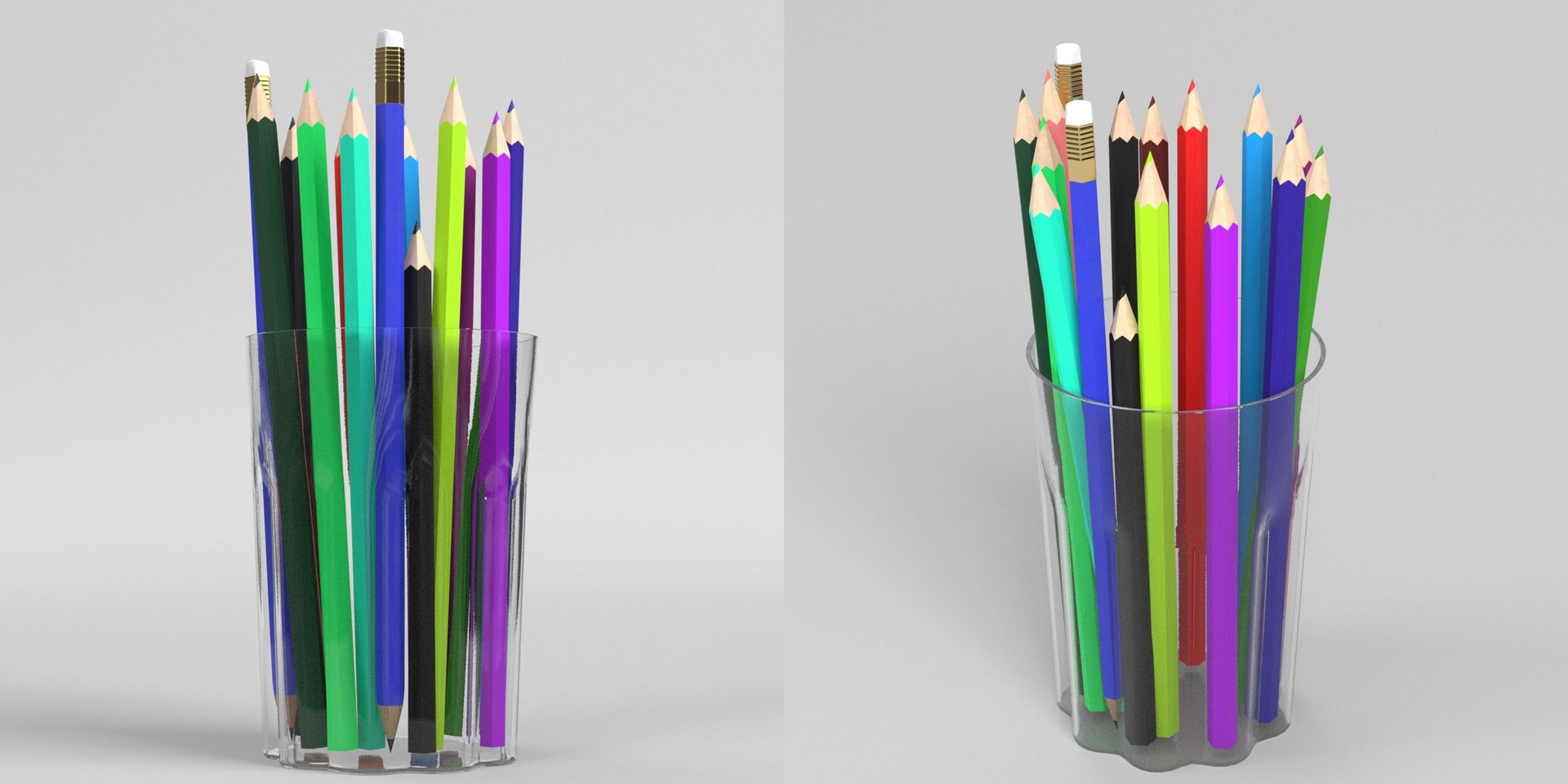3D Coloured pencils in a glass model - TurboSquid 1909904