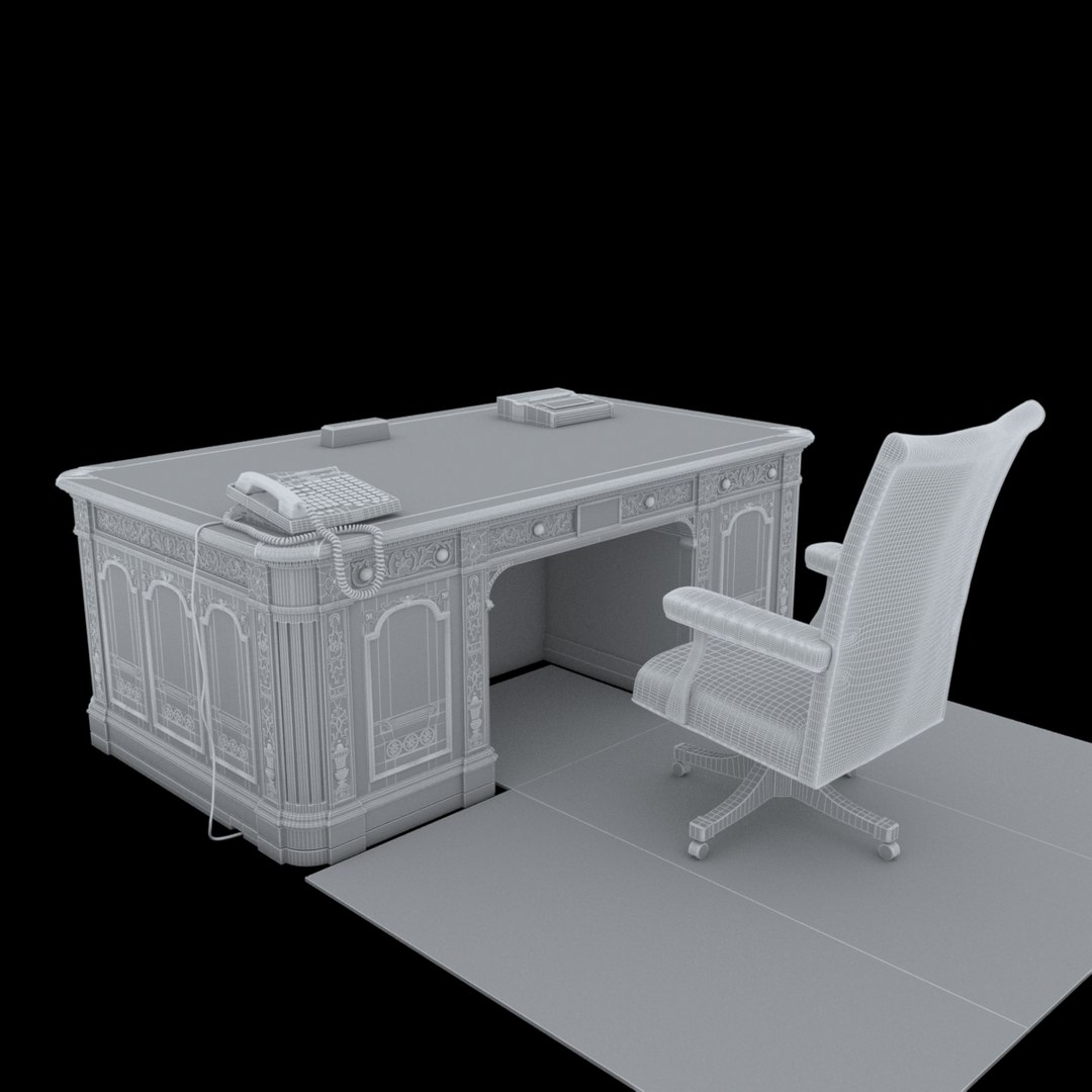 Oval Office President Table Chair 3d Max