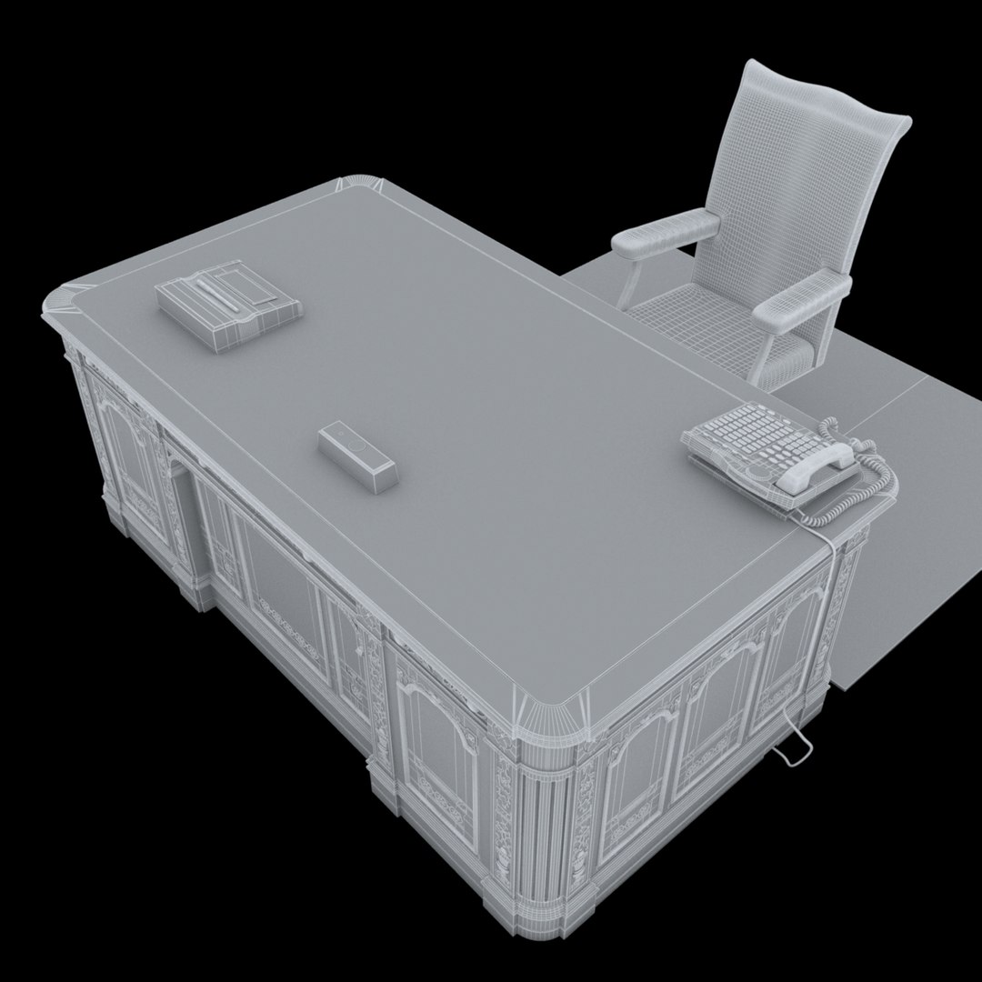Oval Office President Table Chair 3d Max