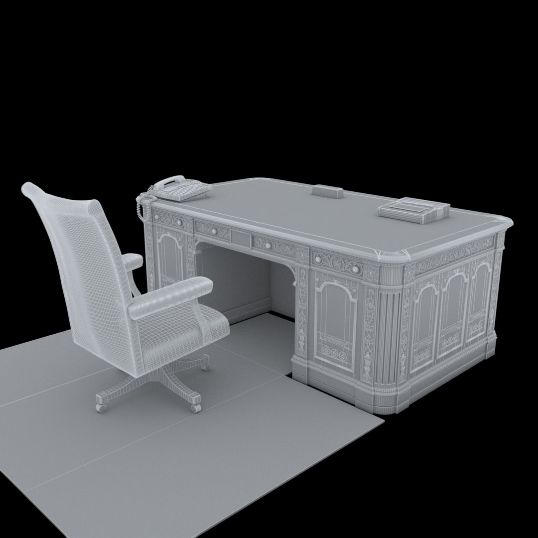 Oval Office President Table Chair 3d Max