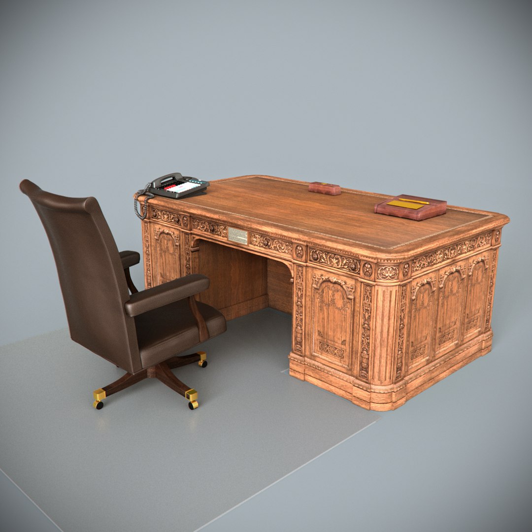 Oval Office President Table Chair 3d Max