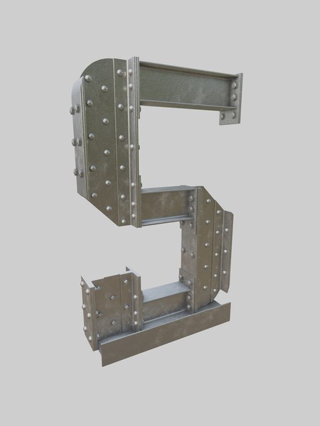 Steel Construction Font - Number 5 3D model - TurboSquid 1894759