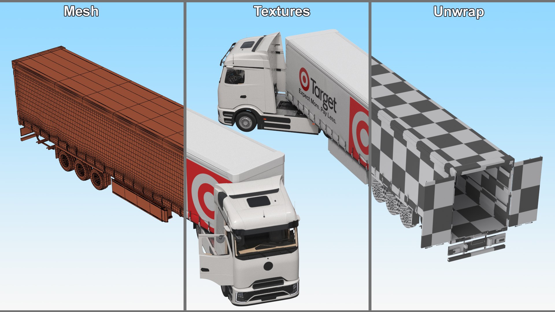 Electric Truck With Target Trailer Rigged For Cinema 4D 3D Model ...