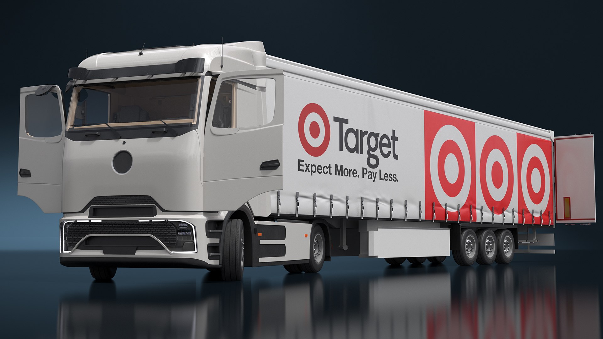 Electric Truck With Target Trailer Rigged For Cinema 4D 3D Model ...