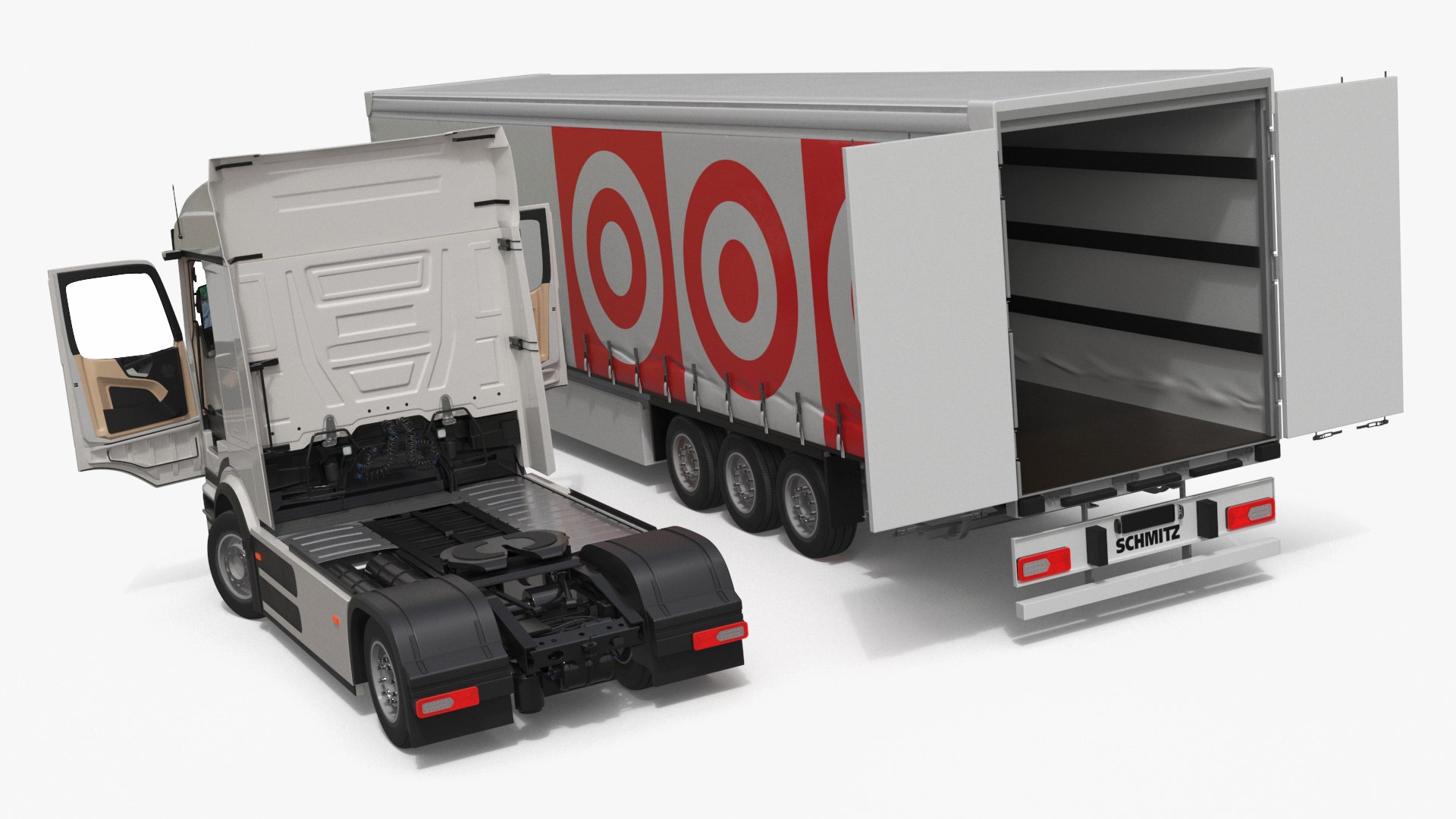 Electric Truck With Target Trailer Rigged For Cinema 4D 3D Model ...