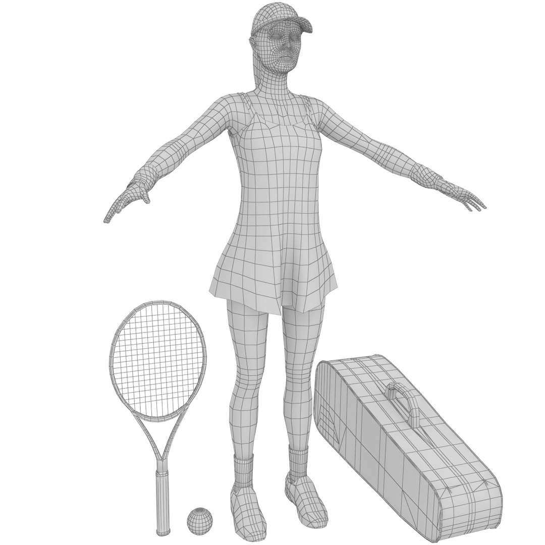 Female tennis player racket 3D model - TurboSquid 1313217