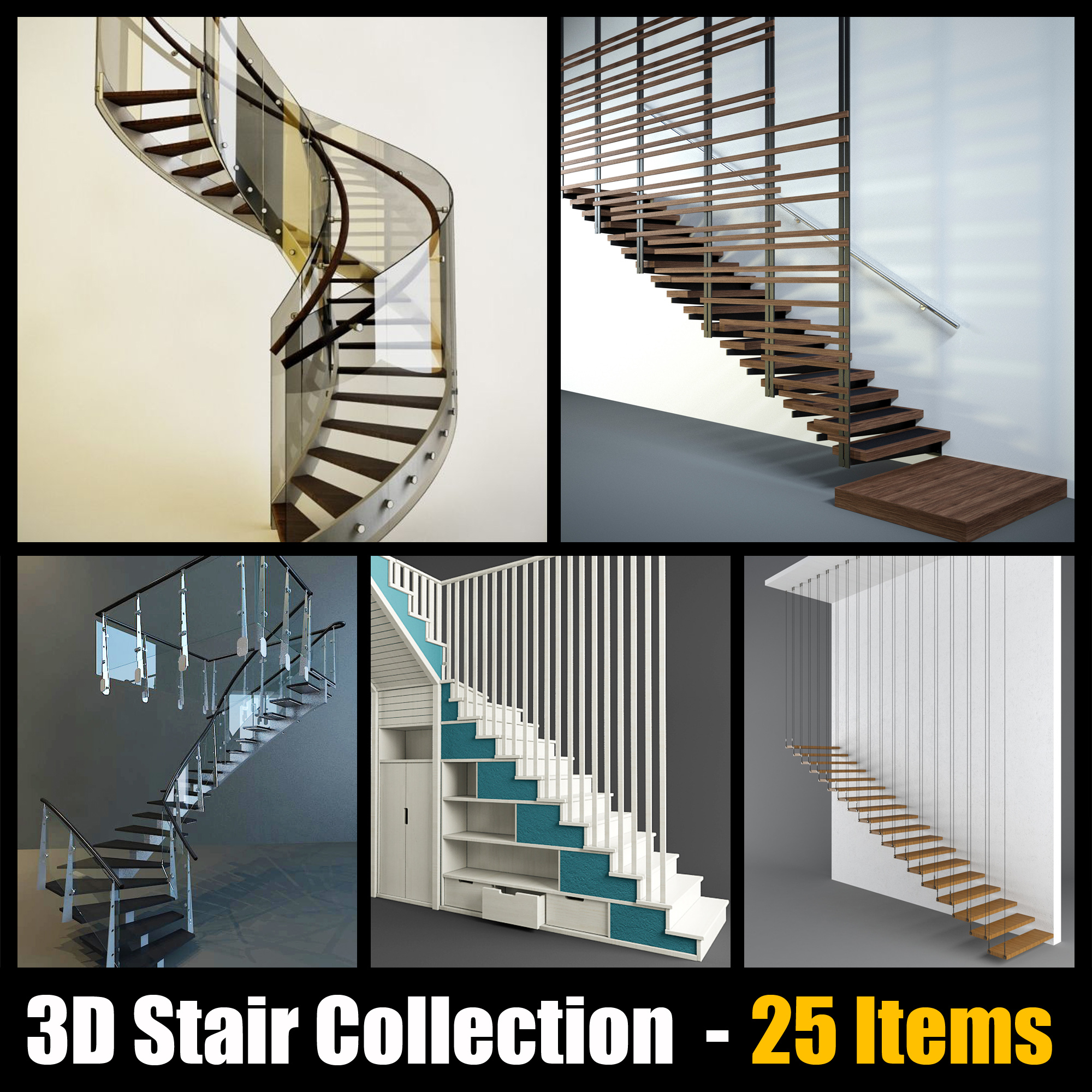 3D Stair Collection - 25 Items - TurboSquid 1743638