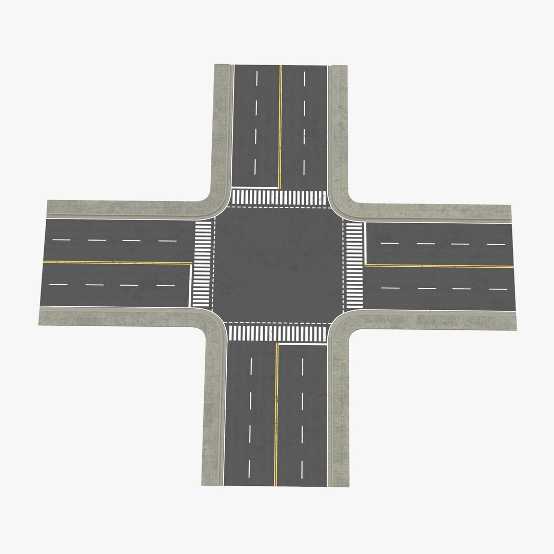 3D Lane Streets Intersections Model - TurboSquid 1358664