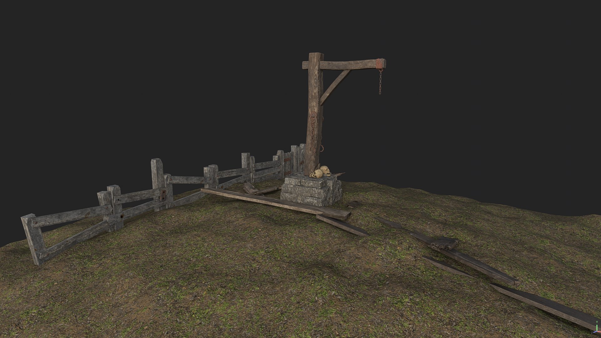 modelo 3d Medieval Scene of a Gallow - TurboSquid 2030692