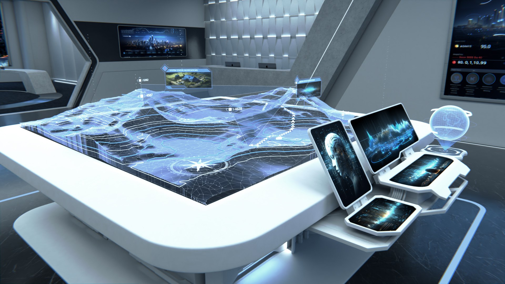 3D Modern Exhibition Hall And Holographic Table - TurboSquid 2184795