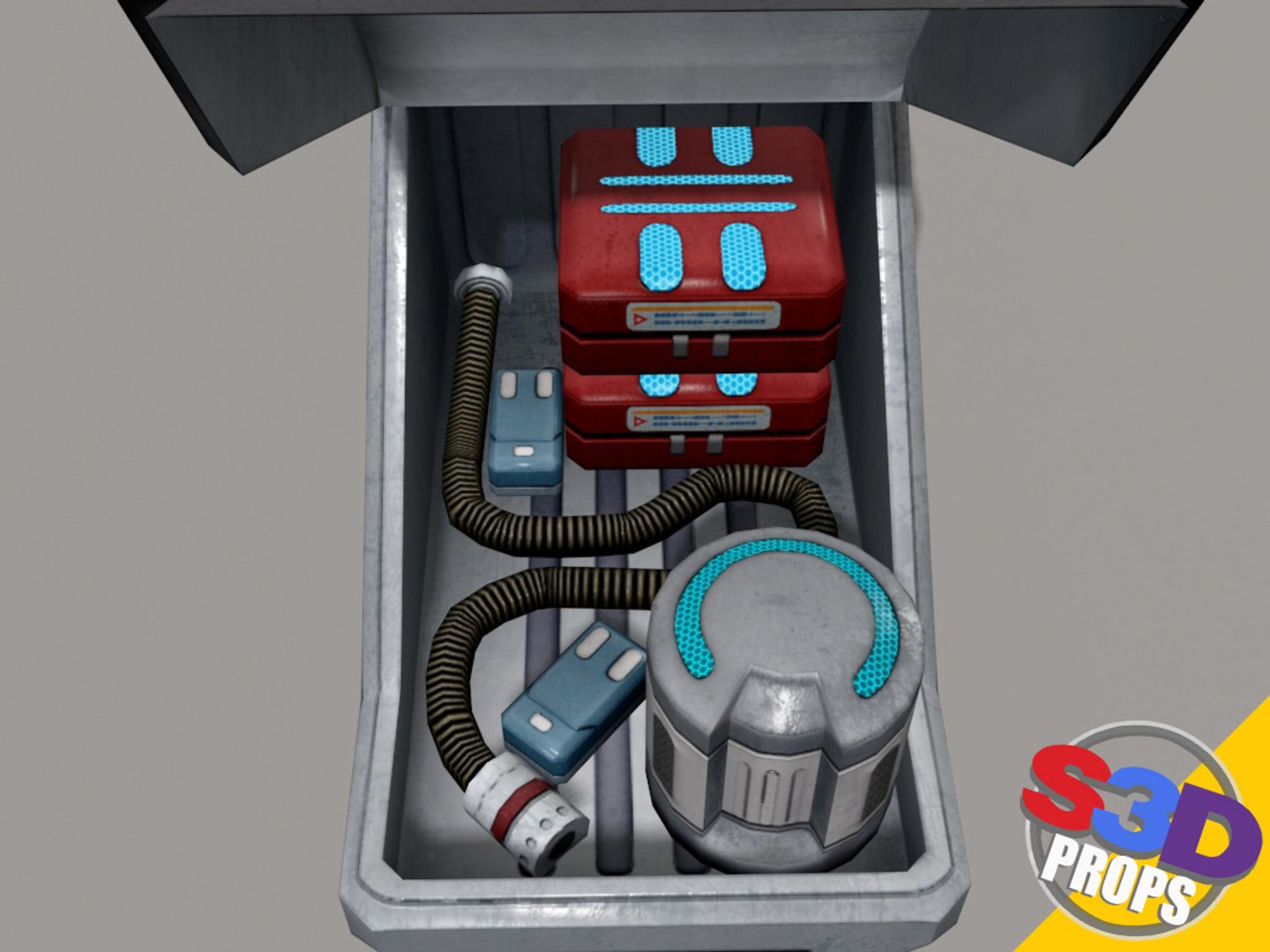 3d Sci-fi White Crate Model