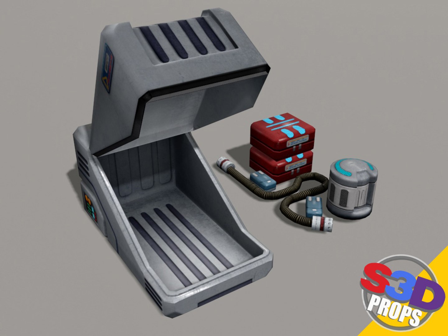 3d Sci-fi White Crate Model