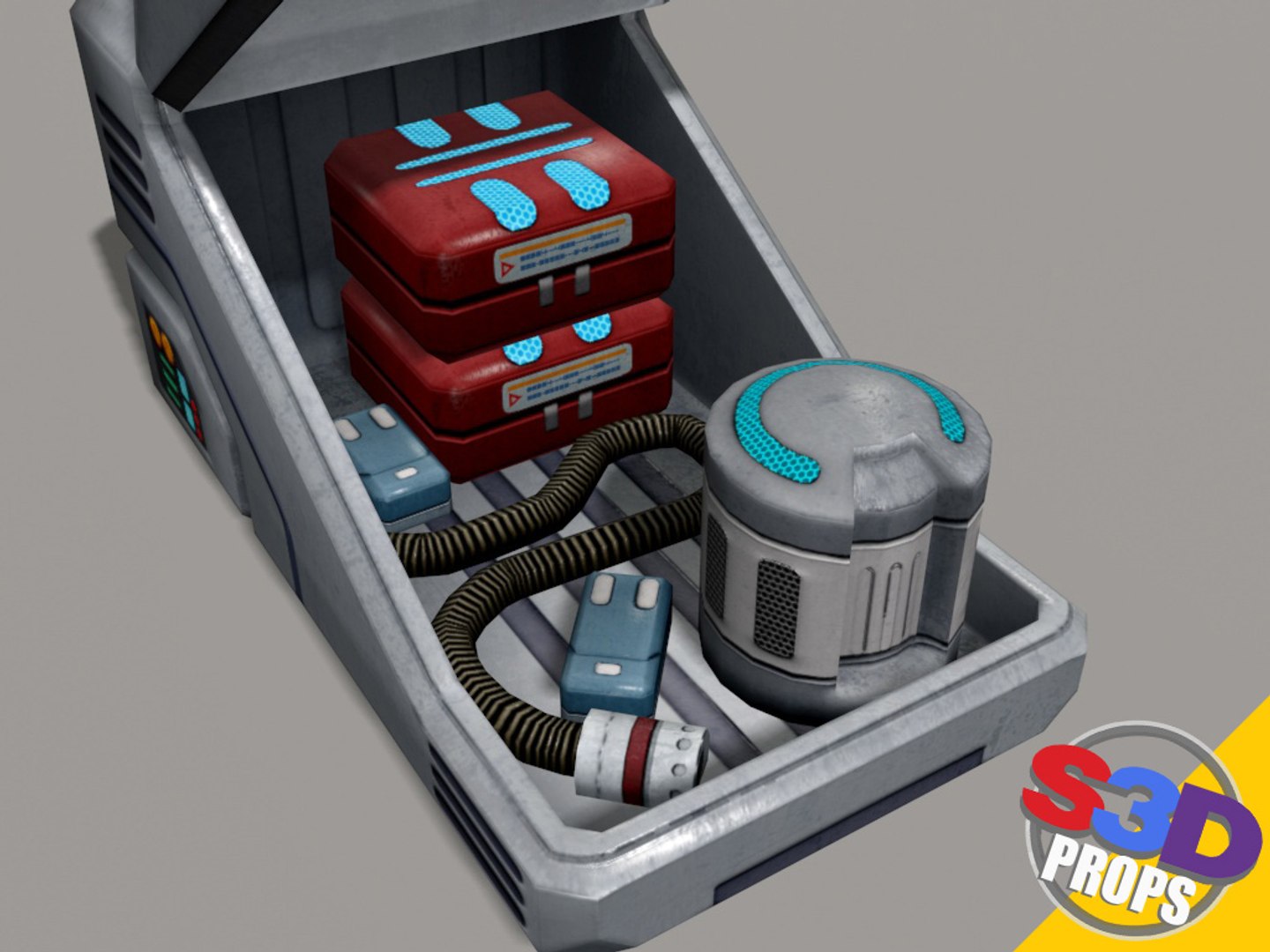 3d Sci-fi White Crate Model