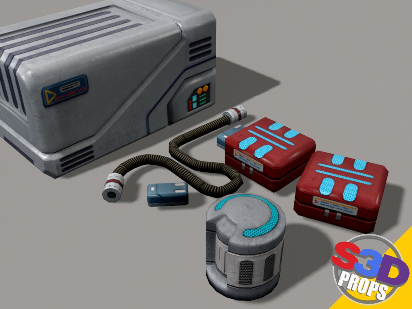 3d Sci-fi White Crate Model