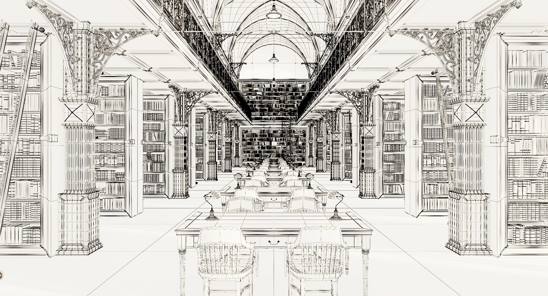 Vintage Library Interior 3D Model - TurboSquid 1972552