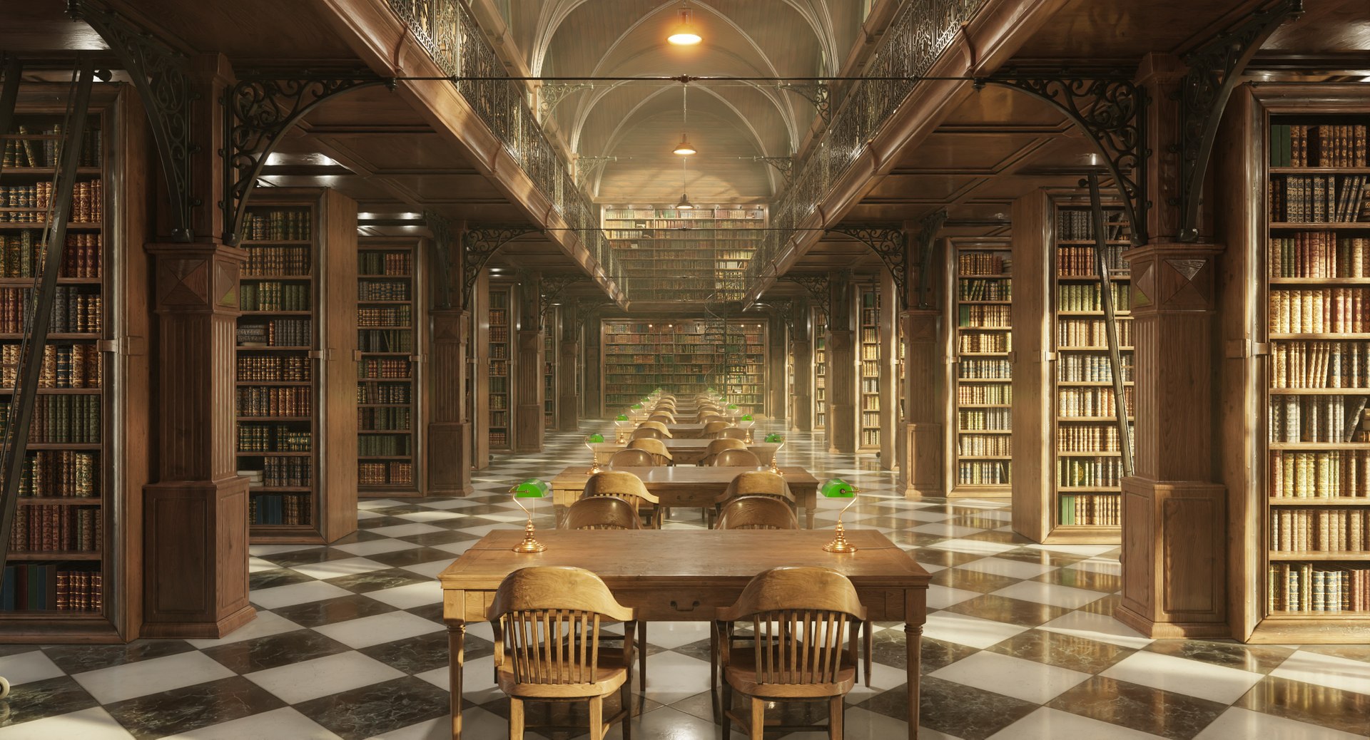 Vintage library Interior 3D model - TurboSquid 1972552