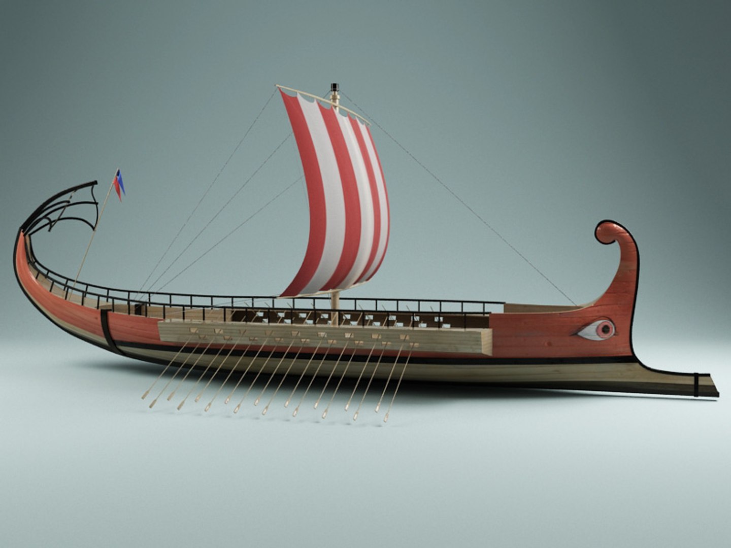 3dsmax Roman Galley Modelled