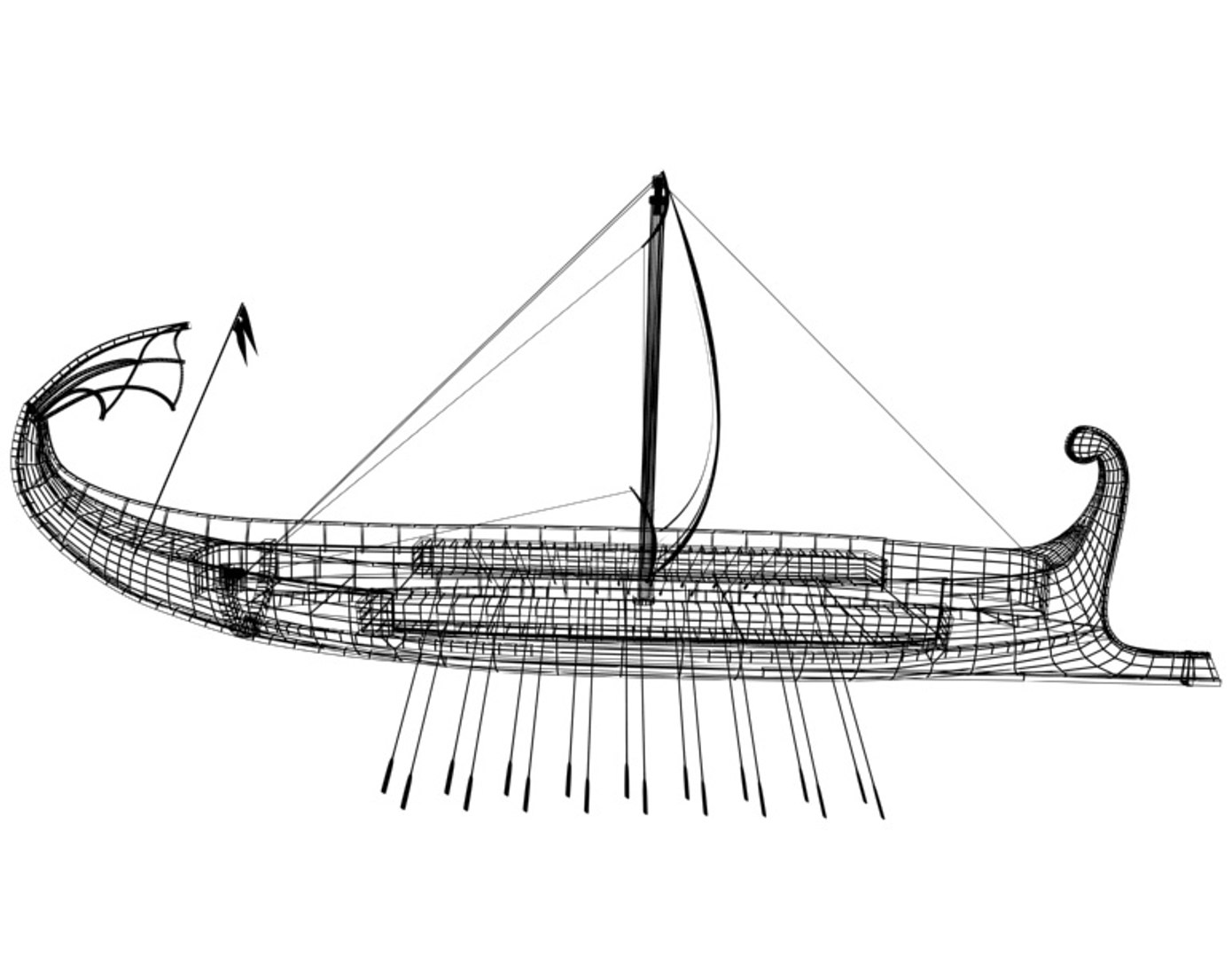 3dsmax Roman Galley Modelled