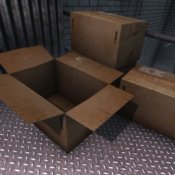 Dirty damaged cardboard boxes 3D - TurboSquid 1493047