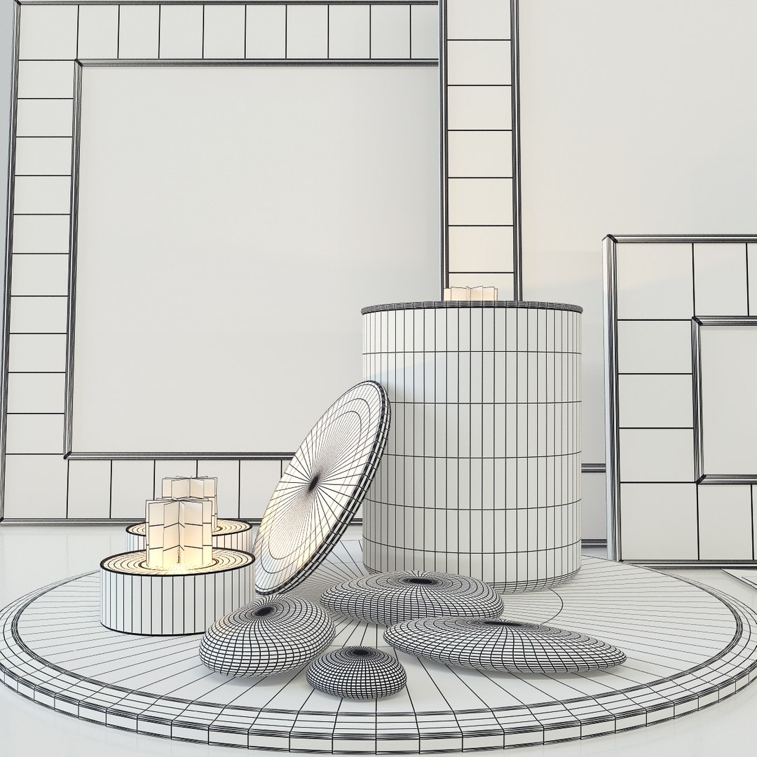 White Decorative Set 3d Model