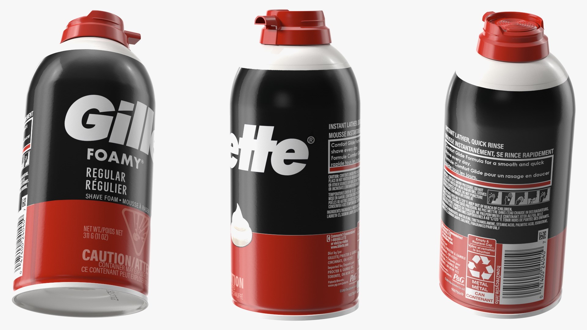 Gillette Foamy Shaving Cream Can 300ml 3D Model - TurboSquid 1943675