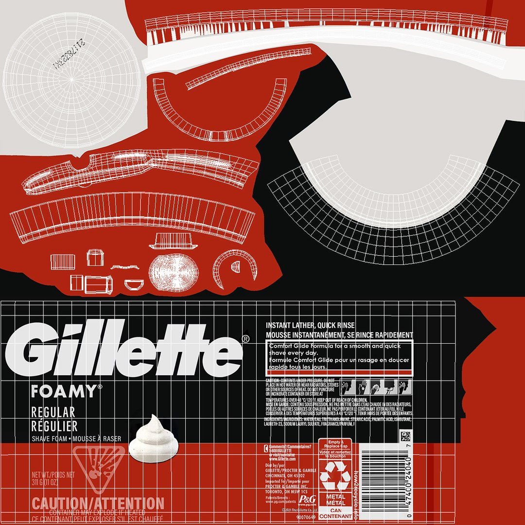 Gillette Foamy Shaving Cream Can 300ml 3D Model - TurboSquid 1943675