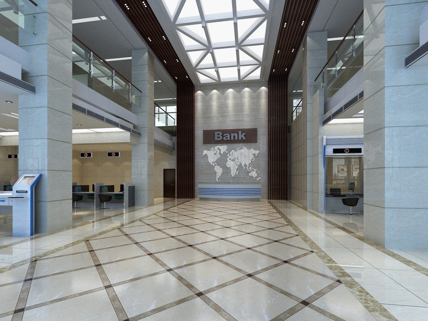 3D Bank Lobby 01 Model - TurboSquid 2088409