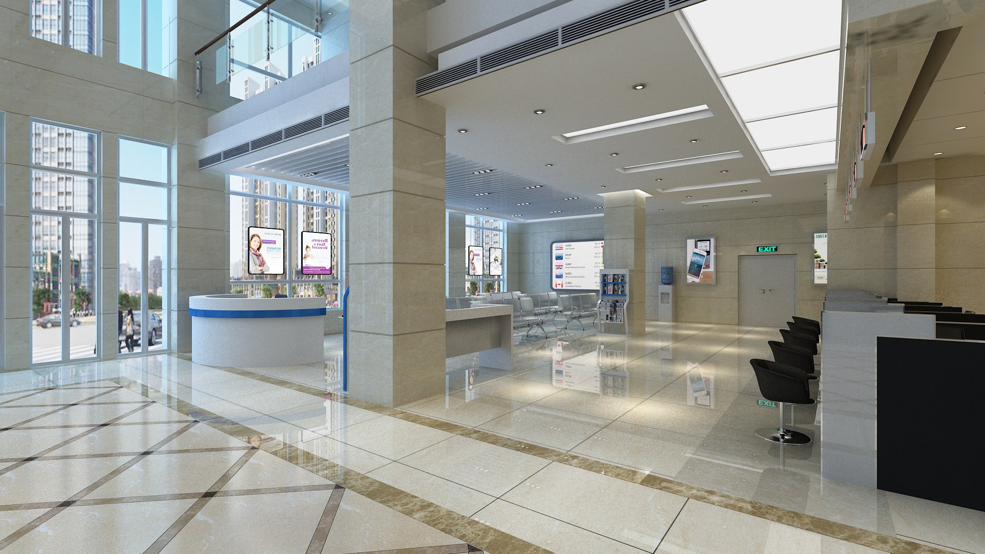3D Bank Lobby 01 Model - TurboSquid 2088409