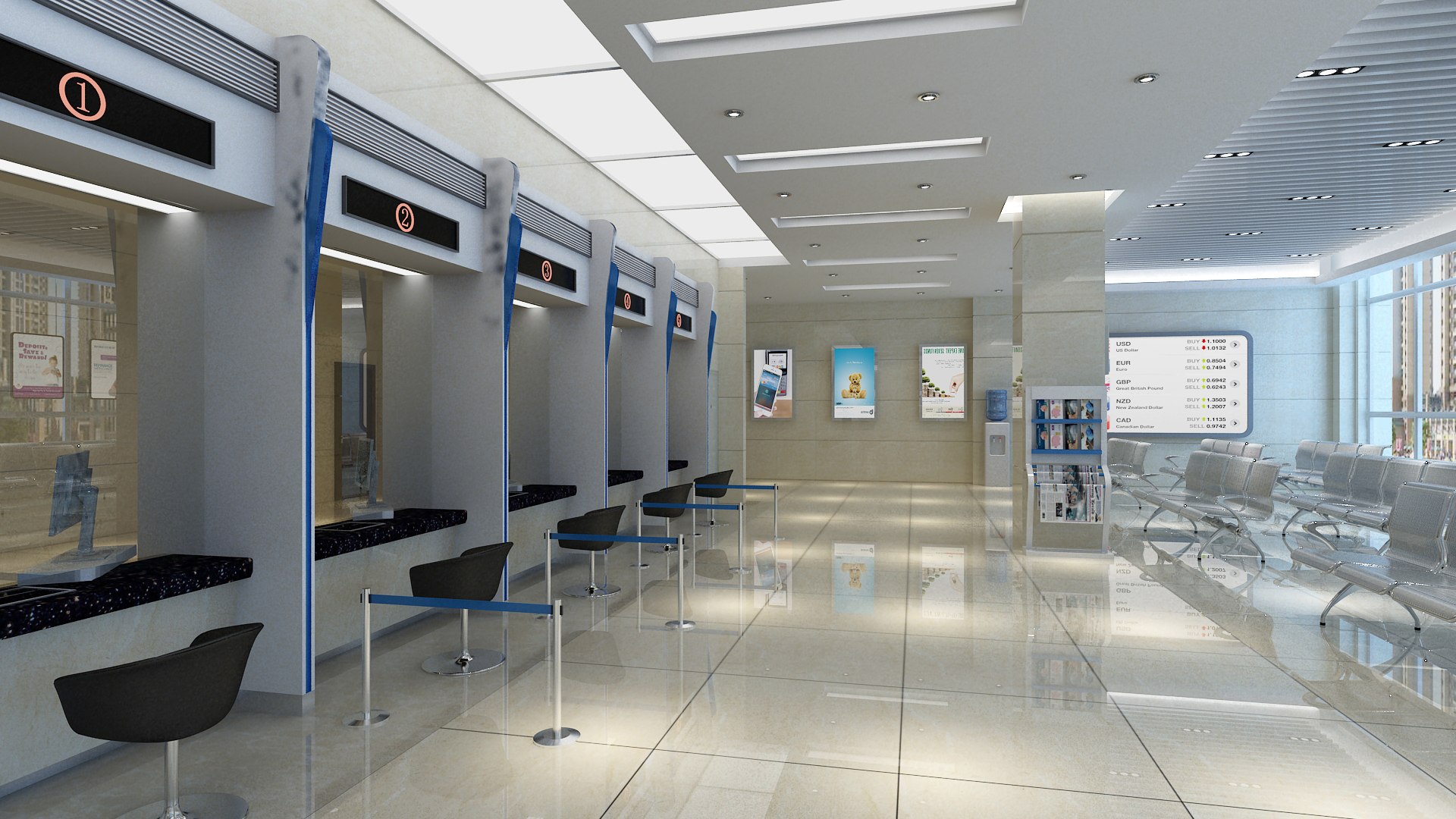 3D Bank Lobby 01 Model - TurboSquid 2088409