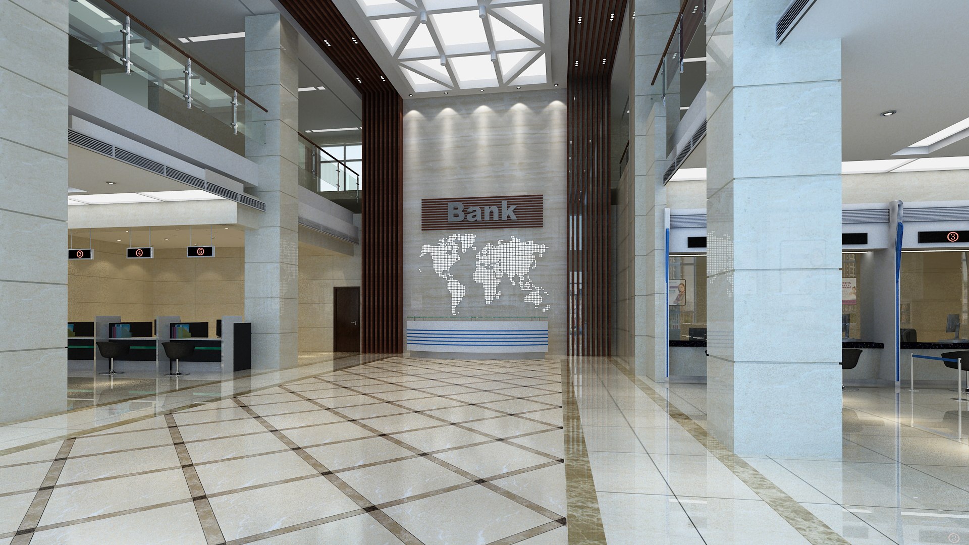 3D Bank Lobby 01 Model - TurboSquid 2088409