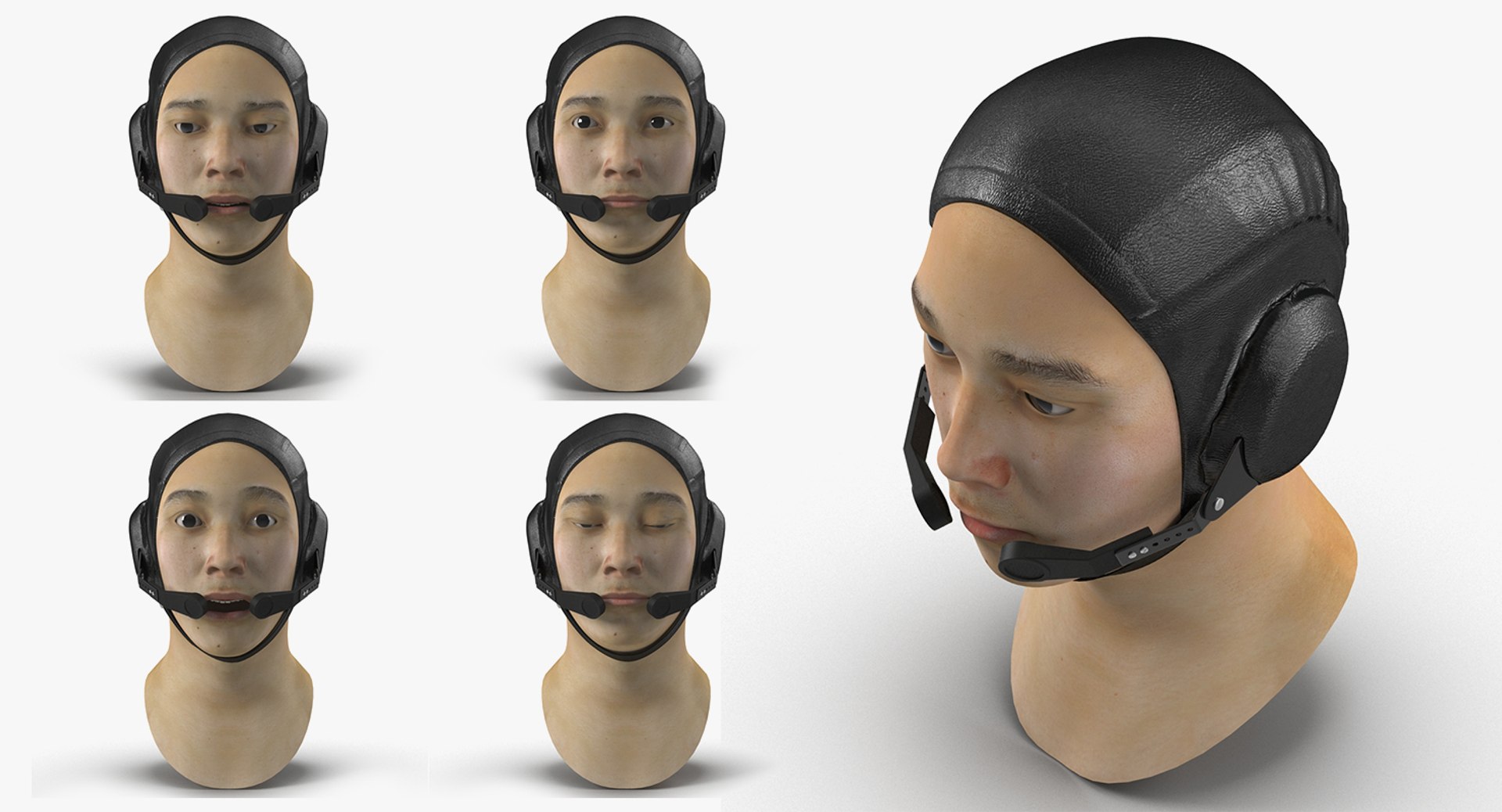 Pilot heads rigged model - TurboSquid 1581440