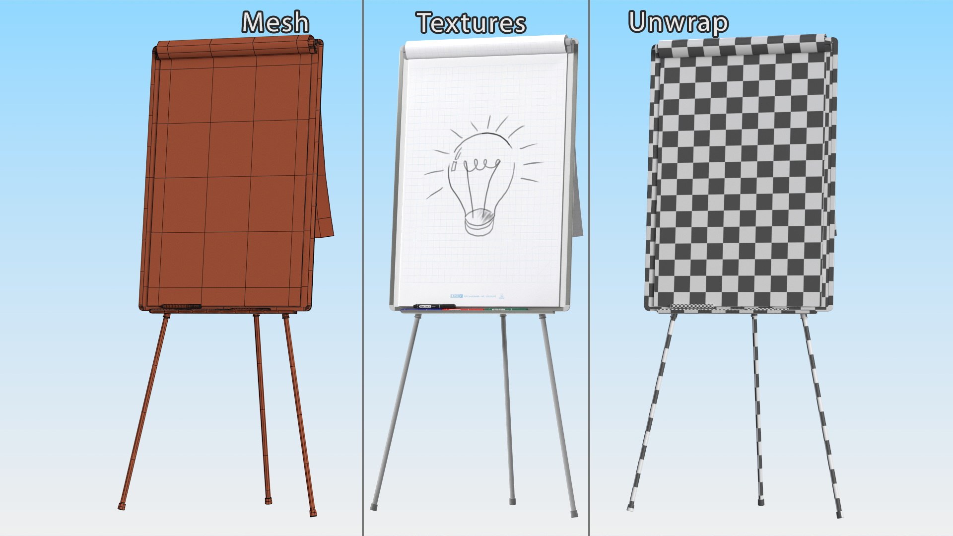 Flip Chart Stand With Sketch 3D Model - TurboSquid 2236591