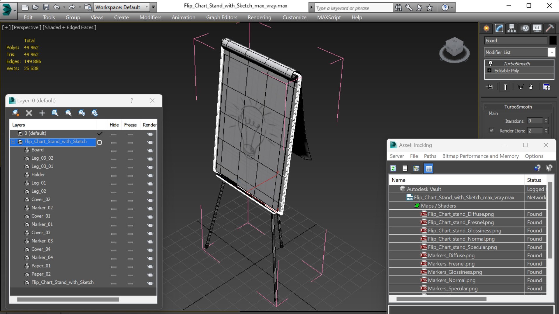 Flip Chart Stand With Sketch 3D Model - TurboSquid 2236591